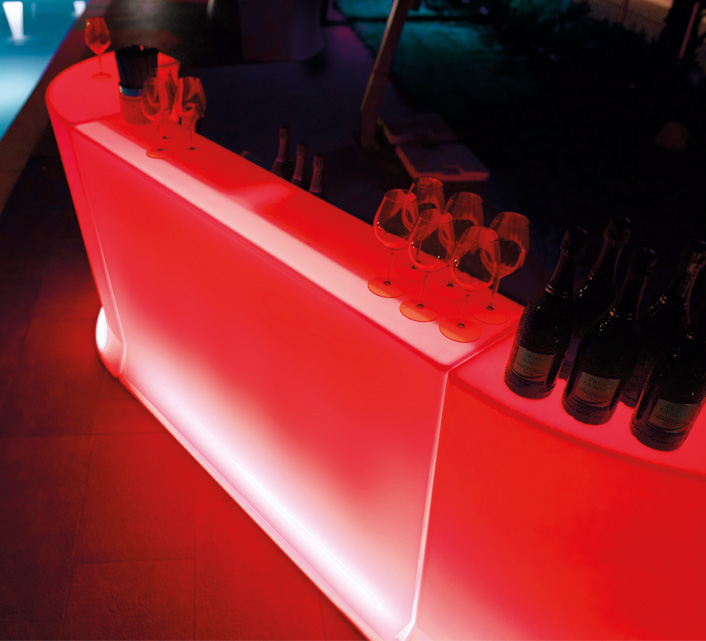 Bar Lumineux Marvy L150cm LED Multicolore Modulaire Avec Etagères HPL ...