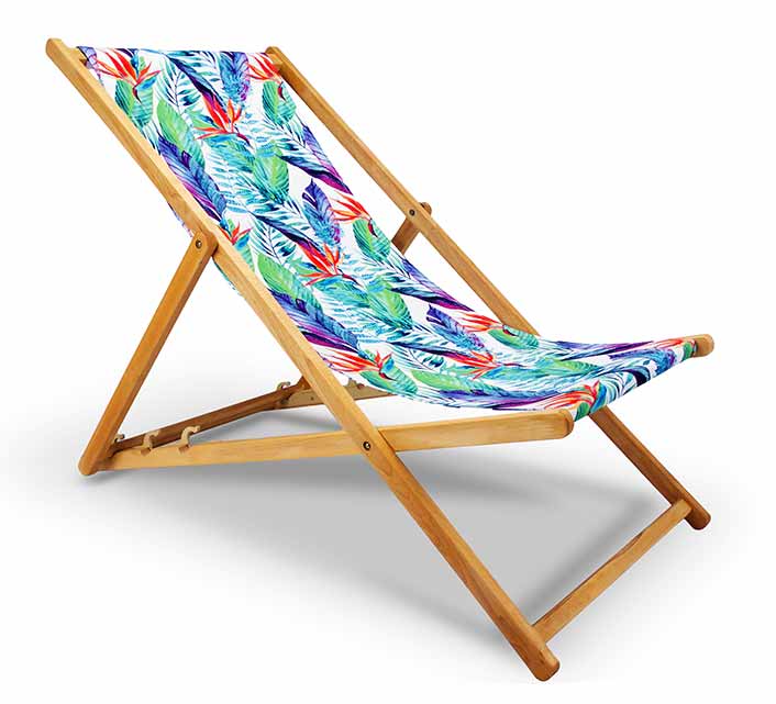 Chilienne Bois Motif Floral Tropical Vert et Mauve L130cm - Chaise de ...